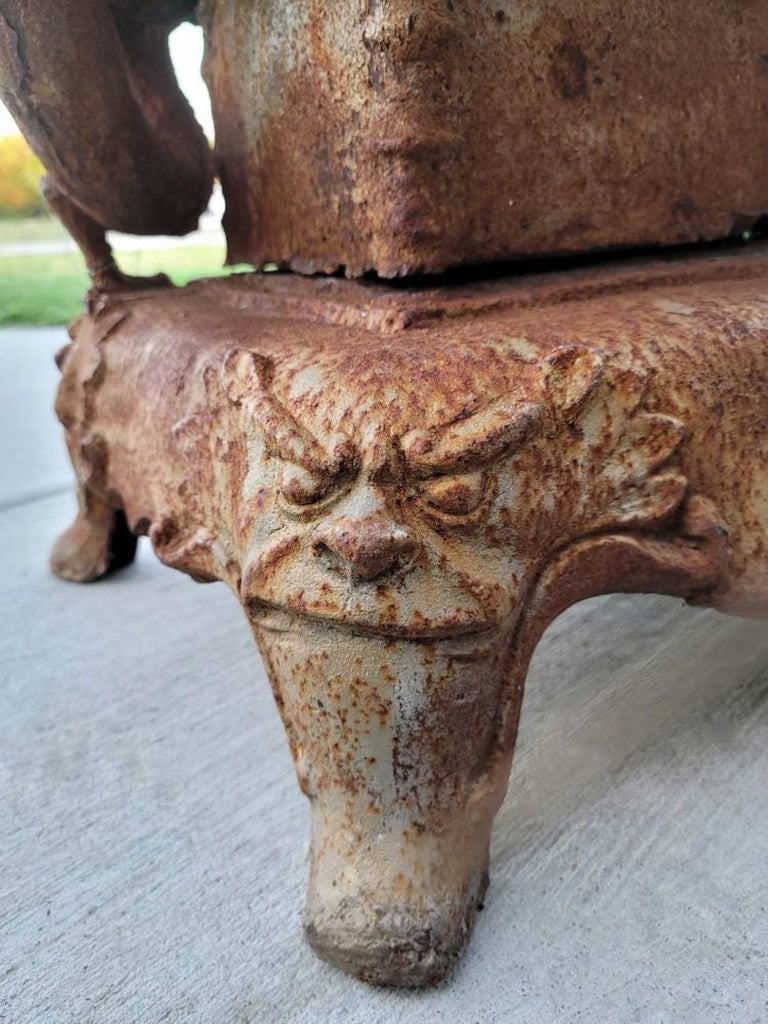19th Century, Asian Temple Cast Iron Dragon Jardiniere For Sale at 1stDibs