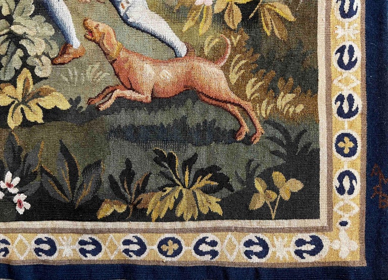 19th Century Aubusson Tapestry Hunting Scene, N° 1205 For Sale at 1stDibs