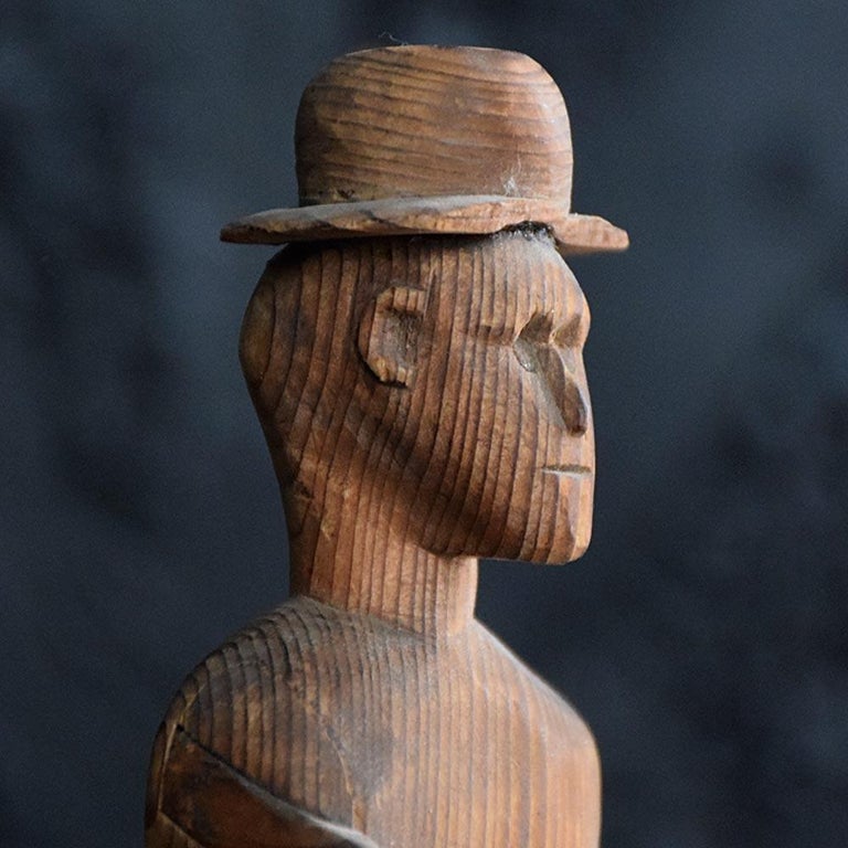 19th Century Austrian Carved Pine Folk Art Farmer and His Oxen Model ...