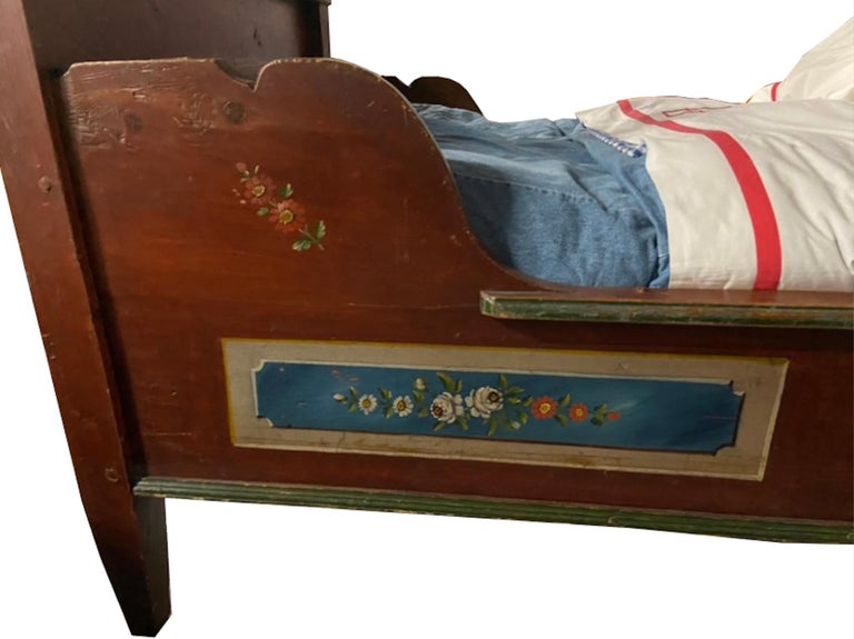19th Century Austrian Painted Folk Art Canopy Bed at 1stDibs