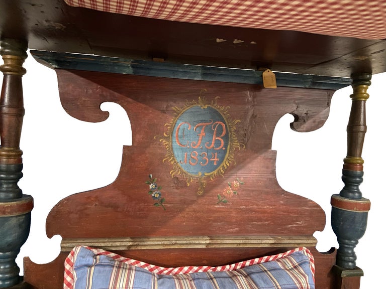 19th Century Austrian Painted Folk Art Canopy Bed at 1stDibs
