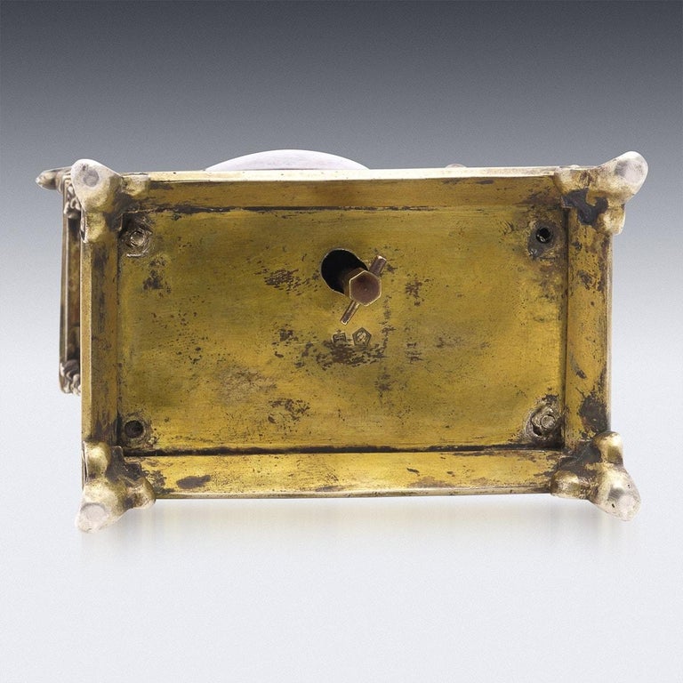 19th Century Austrian Silver and Enamel Clock, Hermann Ratzersdorfer, c ...