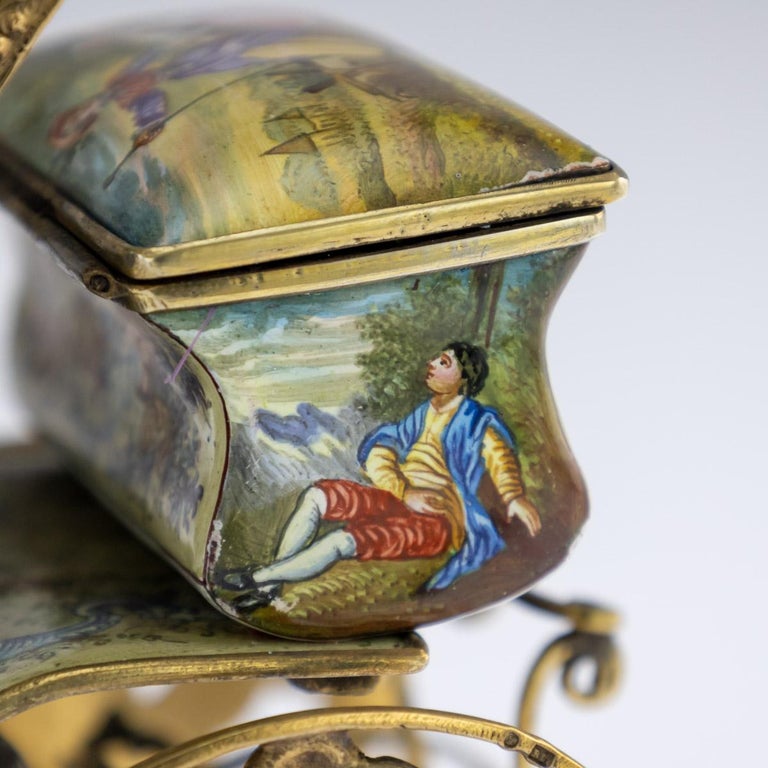 19th Century Austrian Solid Silver-Gilt and Enamel Carriage, Vienna ...