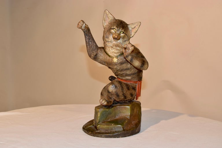 19th Century Austrian Terracotta Cat For Sale at 1stDibs