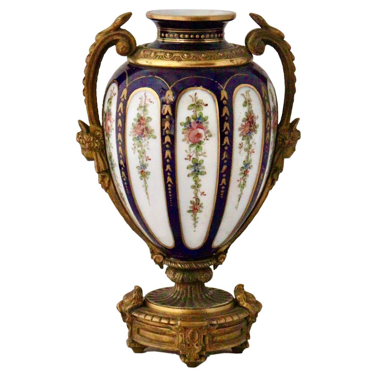 Théodore Deck Faience Blue Persian Baluster Vase with Ormolu Mount at ...