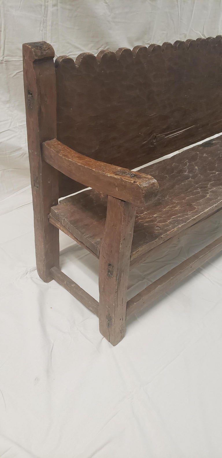 19th Century Balinese Bench with Scalloped Back at 1stDibs