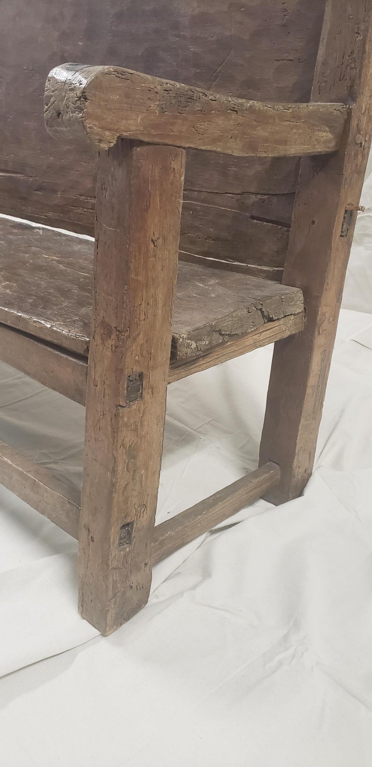 19th Century Balinese Bench with Scalloped Back at 1stDibs