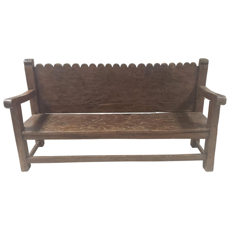 19th Century Balinese Bench with Scalloped Back at 1stDibs