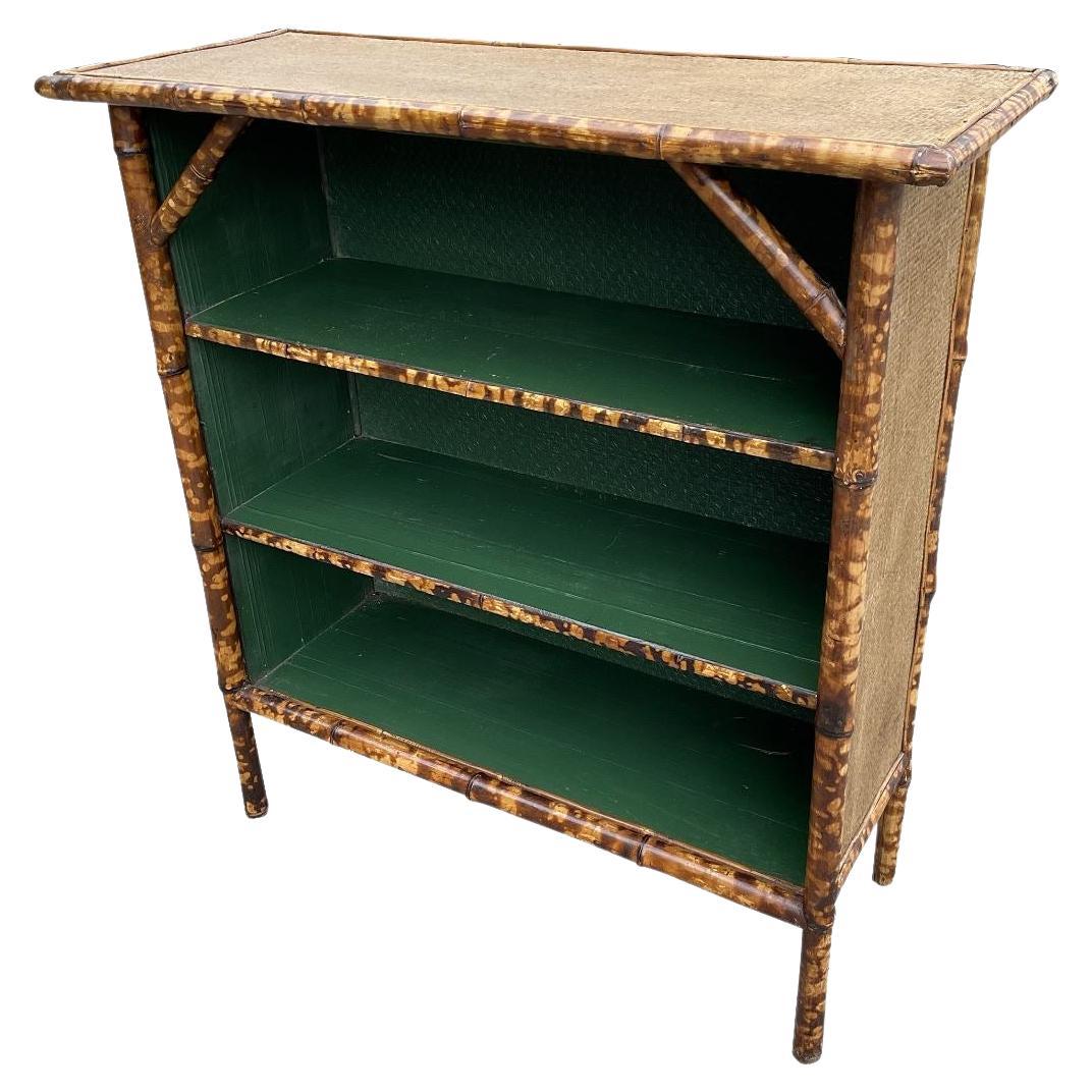 19th Century English Glazed Bamboo Bookcase Cabinet For Sale at 1stDibs