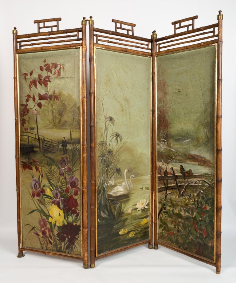 19th Century Bamboo Chinoiserie Screen Room Divider, England, C.1860 ...