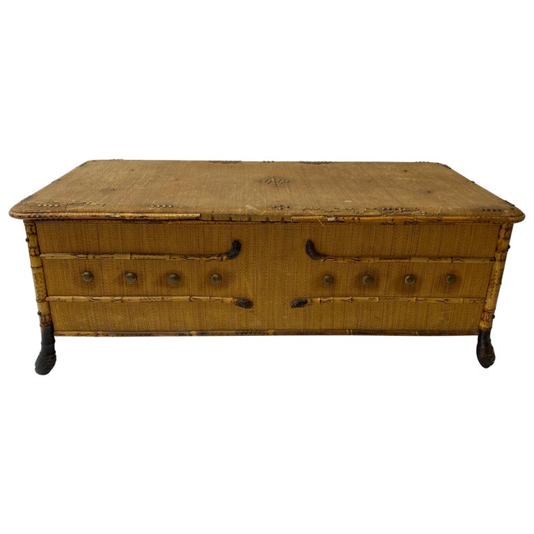 19th Century Bamboo and Rattan Blanket / Games Chest For Sale at 1stDibs