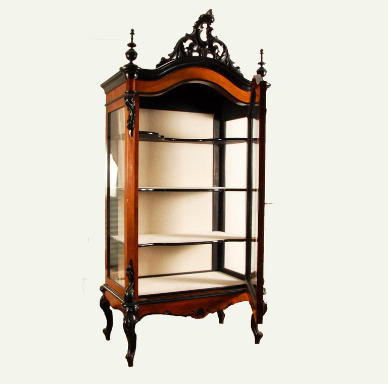 19th Century Baroque Dutch Mahogany and Ebonised Display Cabinet ...