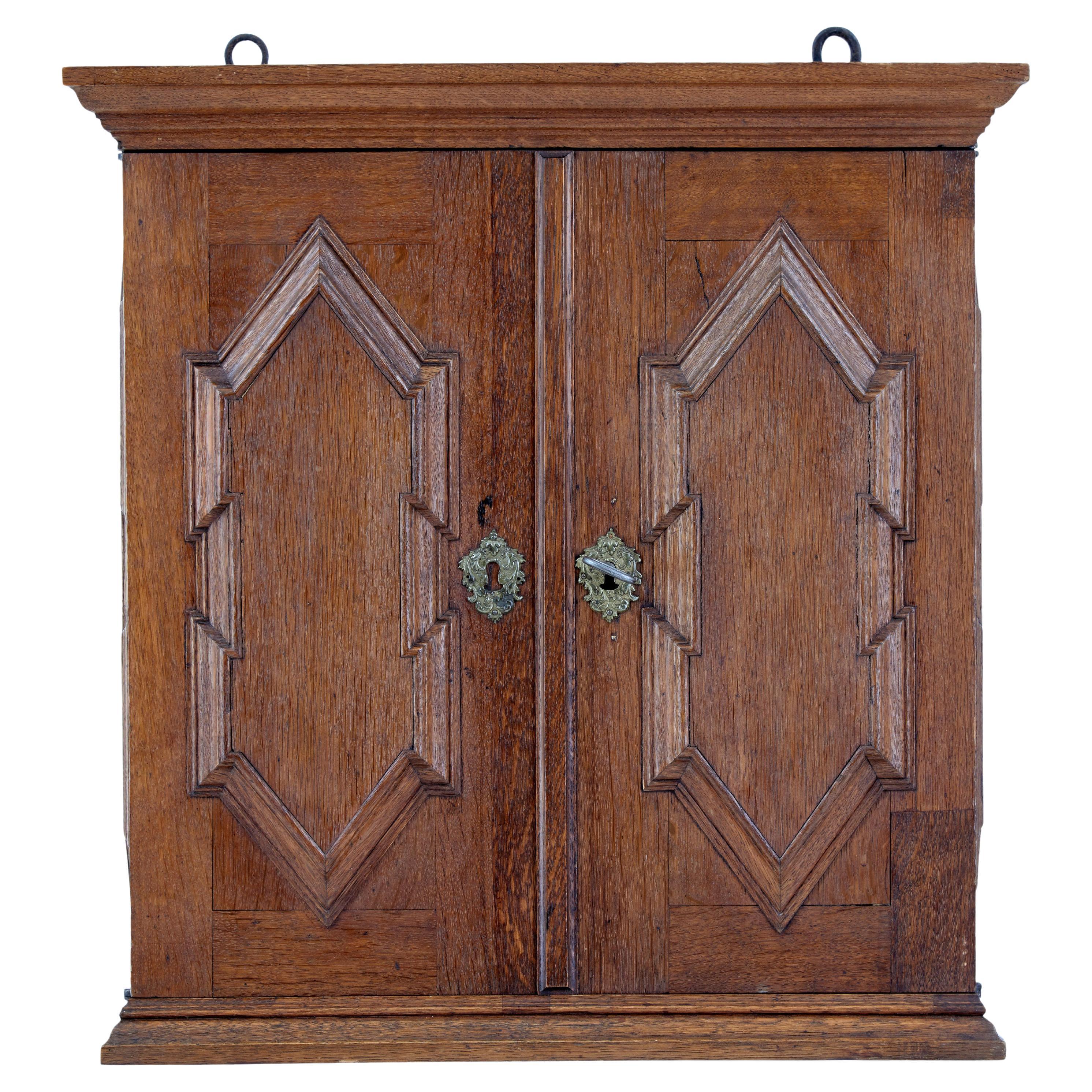 19th Century Baroque Revival Oak Wall Cupboard For Sale at 1stDibs