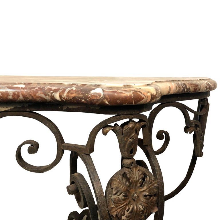 19th Century Baroque Style Wrought Iron French Wall Console Table at ...