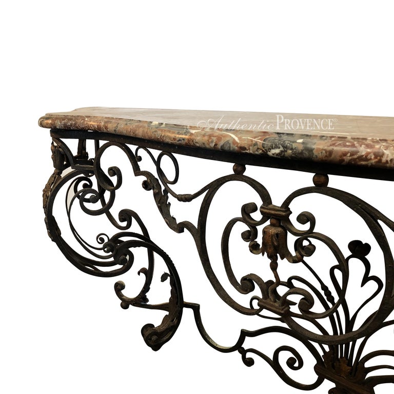 19th Century Baroque Style Wrought Iron French Wall Console Table at ...