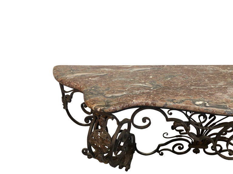 19th Century Baroque Style Wrought Iron French Wall Console Table at ...