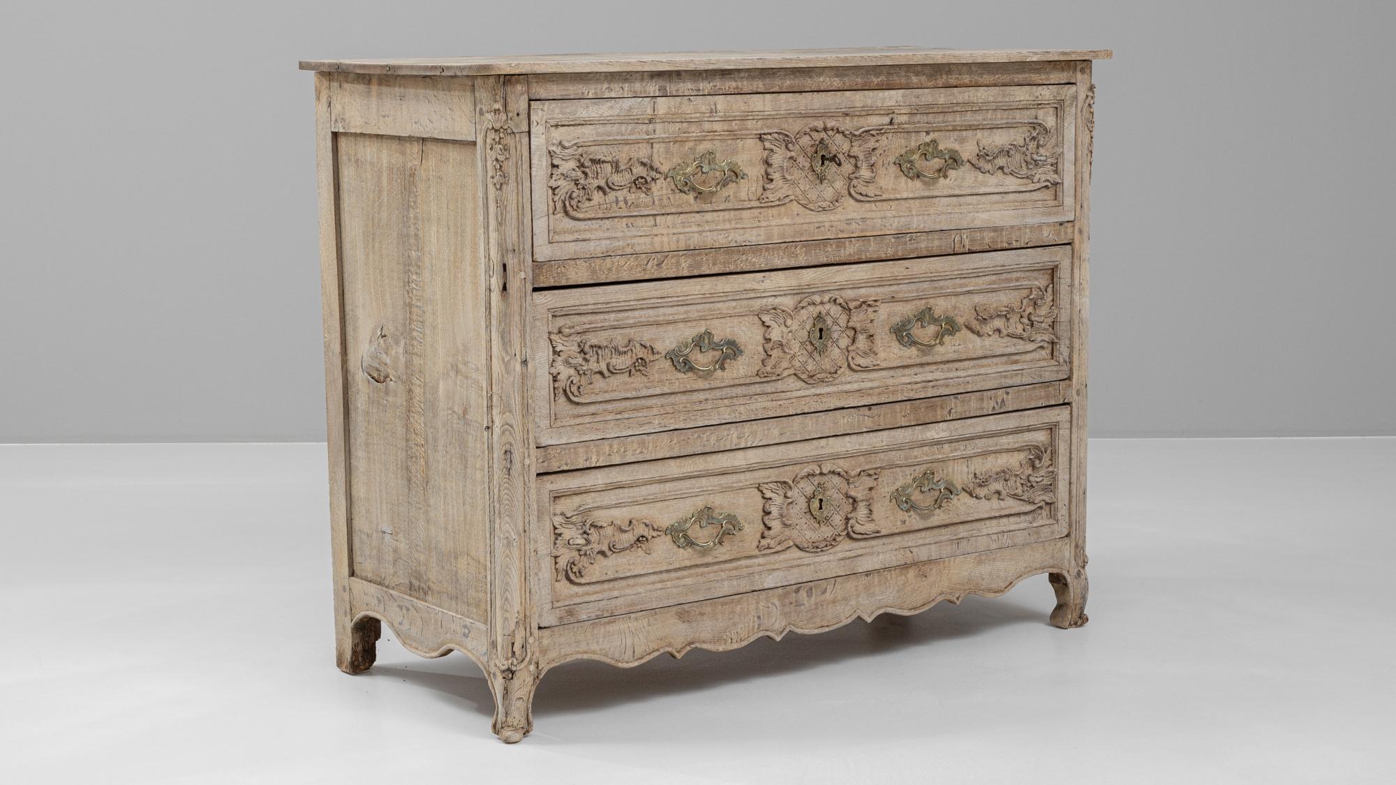 19th Century Belgian Bleached Oak Chest Of Drawers For Sale at 1stDibs