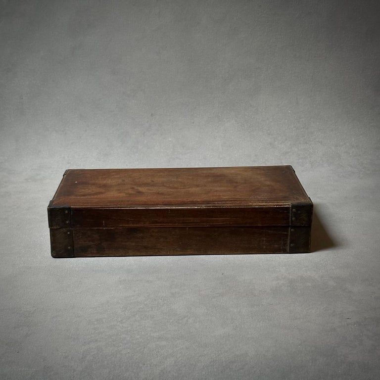 19th Century Belgian Oak Wood Box with Metal Capped Corners For Sale at ...