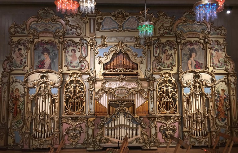 19th Century Belgian Painted Trumeau Mirror from a Gavioil Dance Organ ...