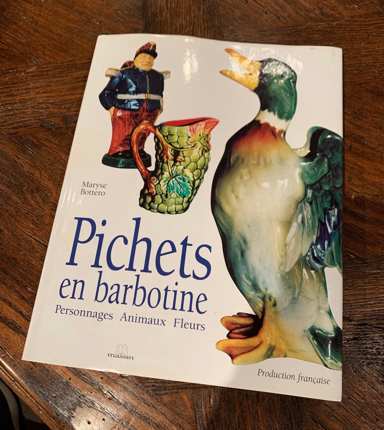 19th Century French Painted Ceramic Barbotine Monk Pitcher from Onnaing ...