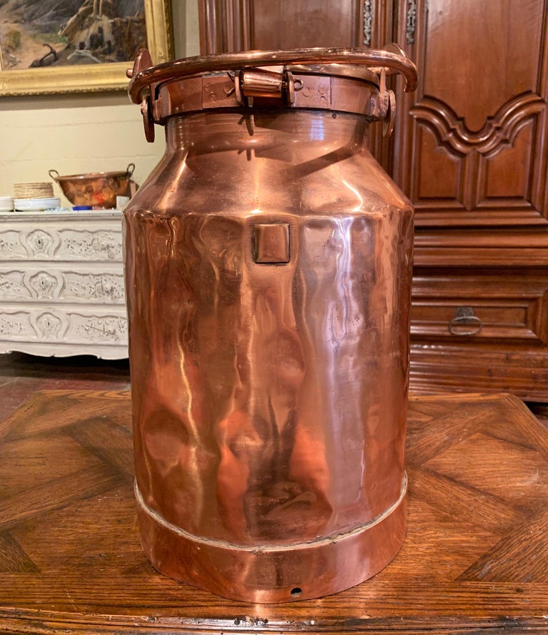 19th Century Belgium Polished Copper Plated Milk Container with Handles ...