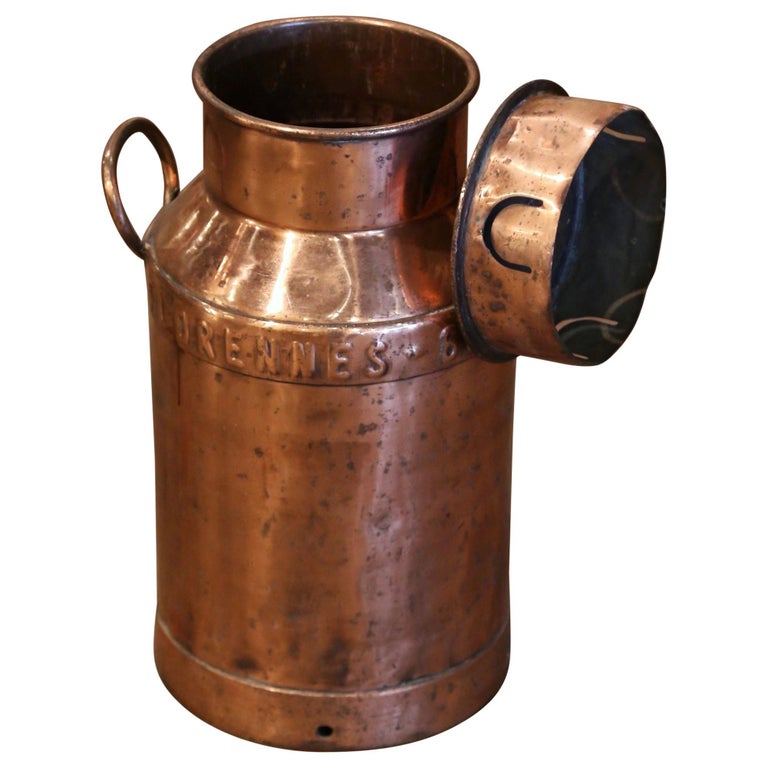 19th Century Belgium Polished Copper Plated Milk Container with ...
