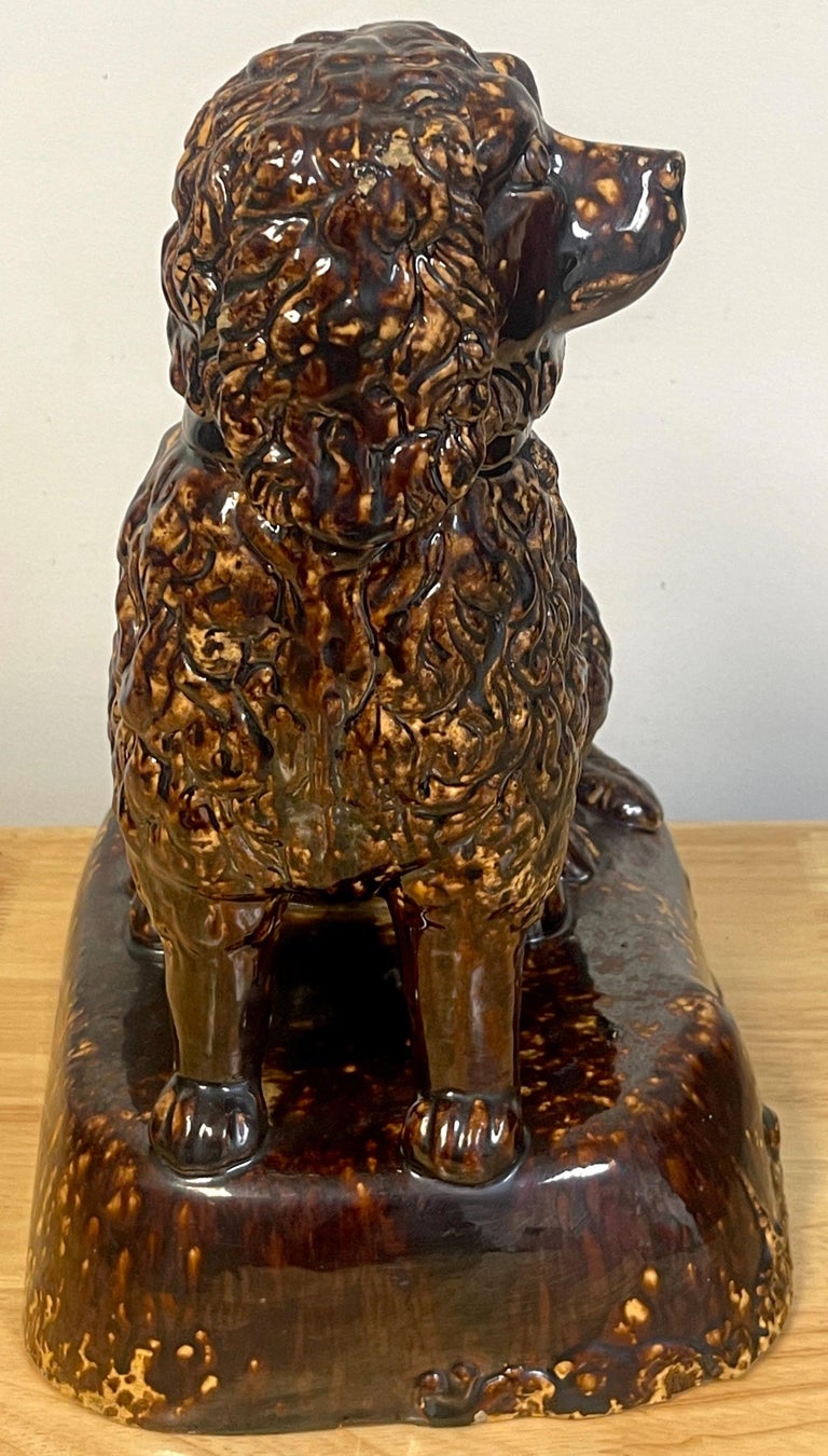 19th Century Bennington Pottery Seated Spaniel with Treacle Glaze ...