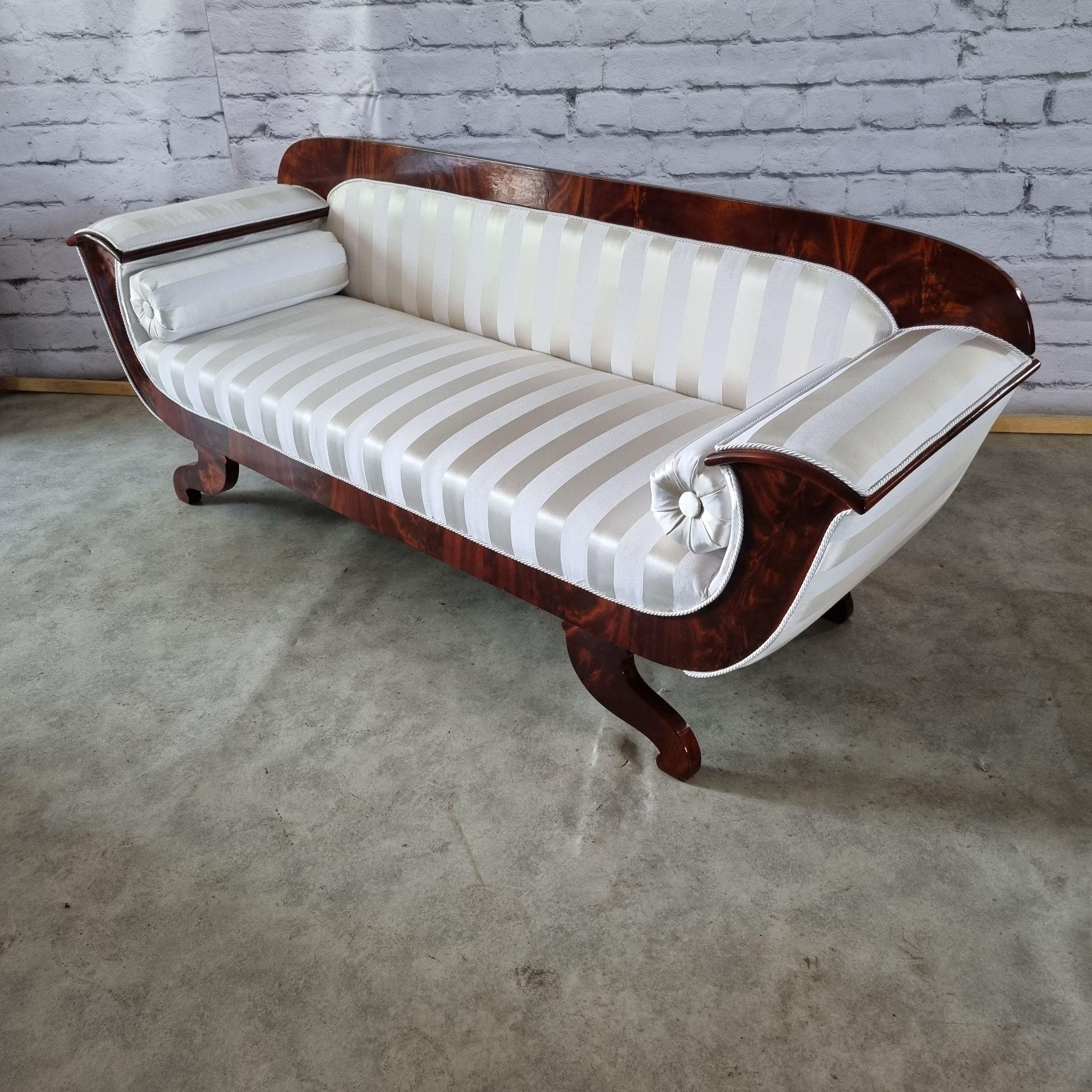 19th Century Biedermeier French Sofa Restored, Reupholstered, ecru at ...