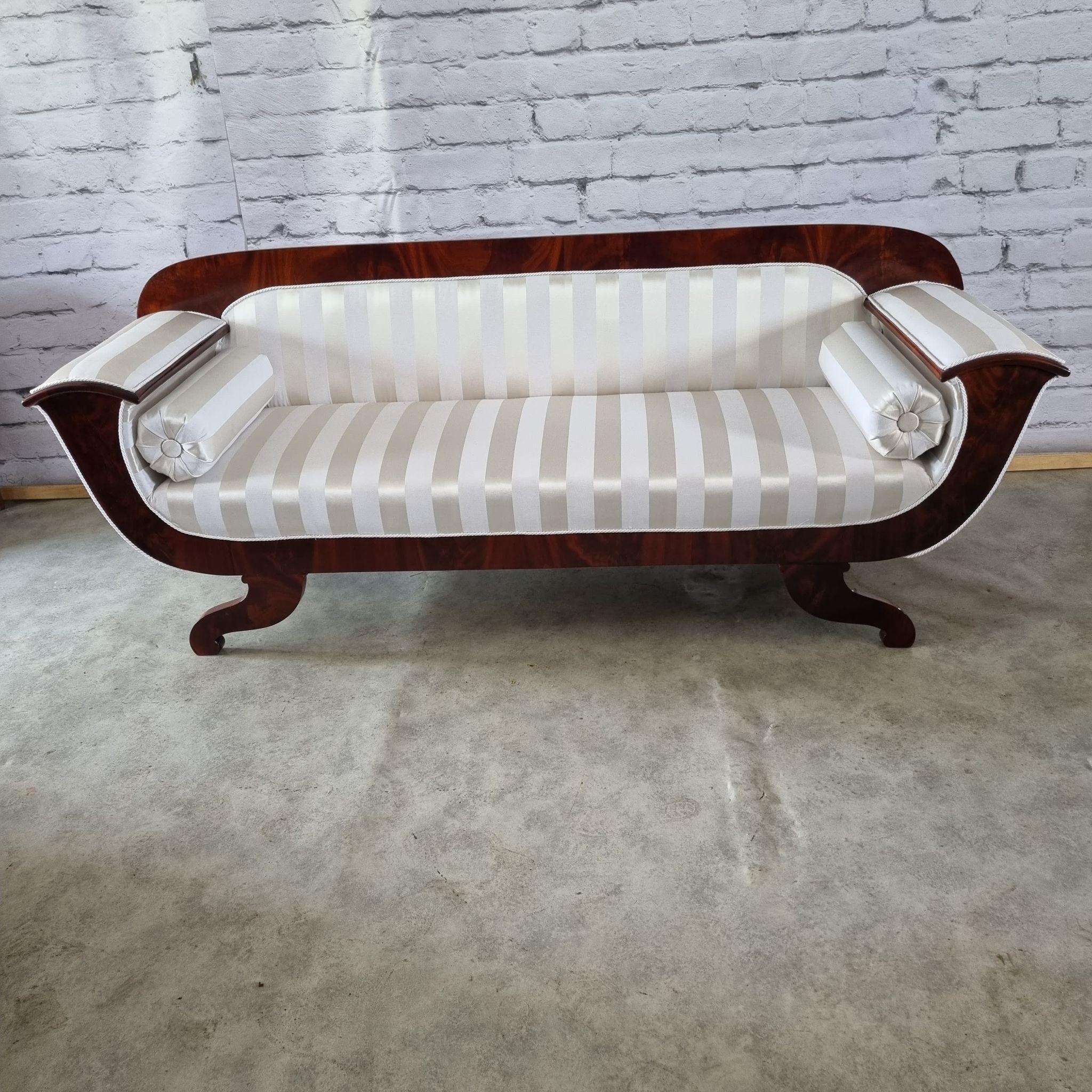 19th Century Biedermeier French Sofa Restored, Reupholstered, ecru at ...
