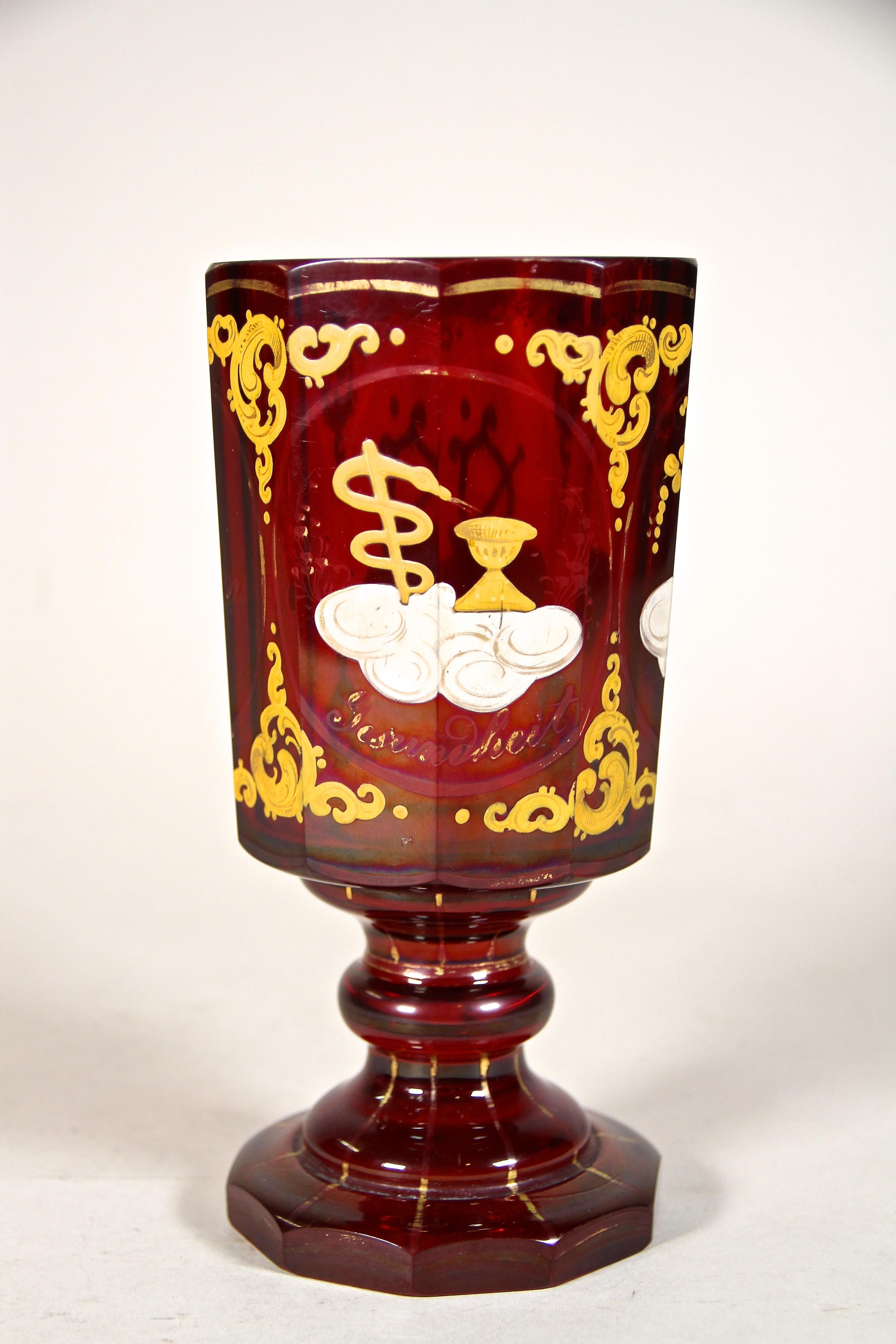 19th Century Biedermeier Glass Goblin Gilt, Austria circa 1825 For Sale ...