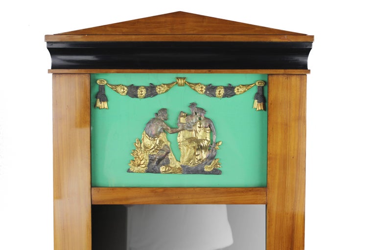 19th Century Biedermeier Period Pillar Mirror, Cherrywood, Light Brown ...