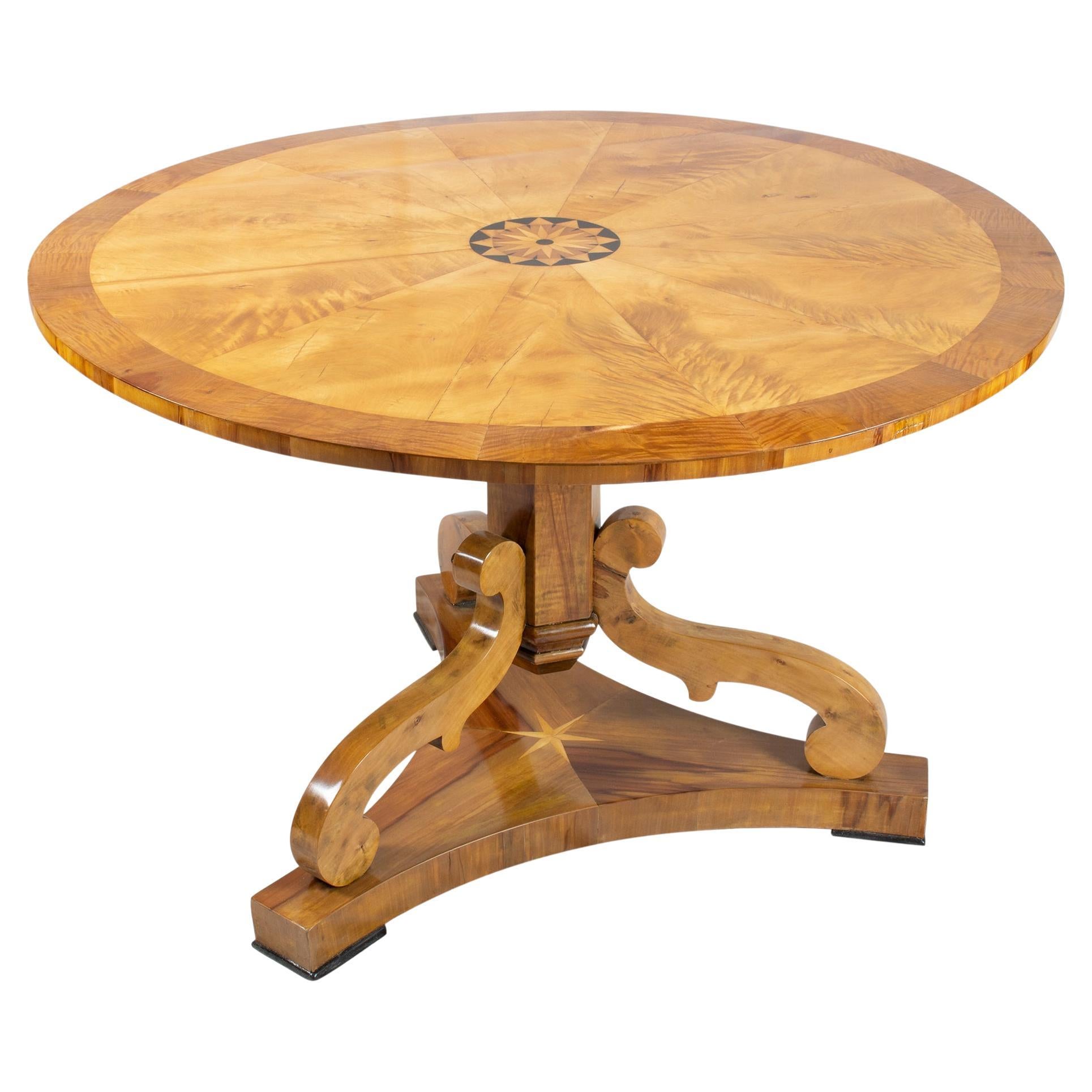 19th Century Biedermeier Round Birch Table at 1stDibs