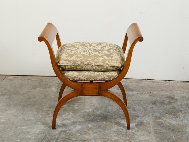 19th Century Biedermeier X-Form Stool with Out-Scrolling Arms and ...