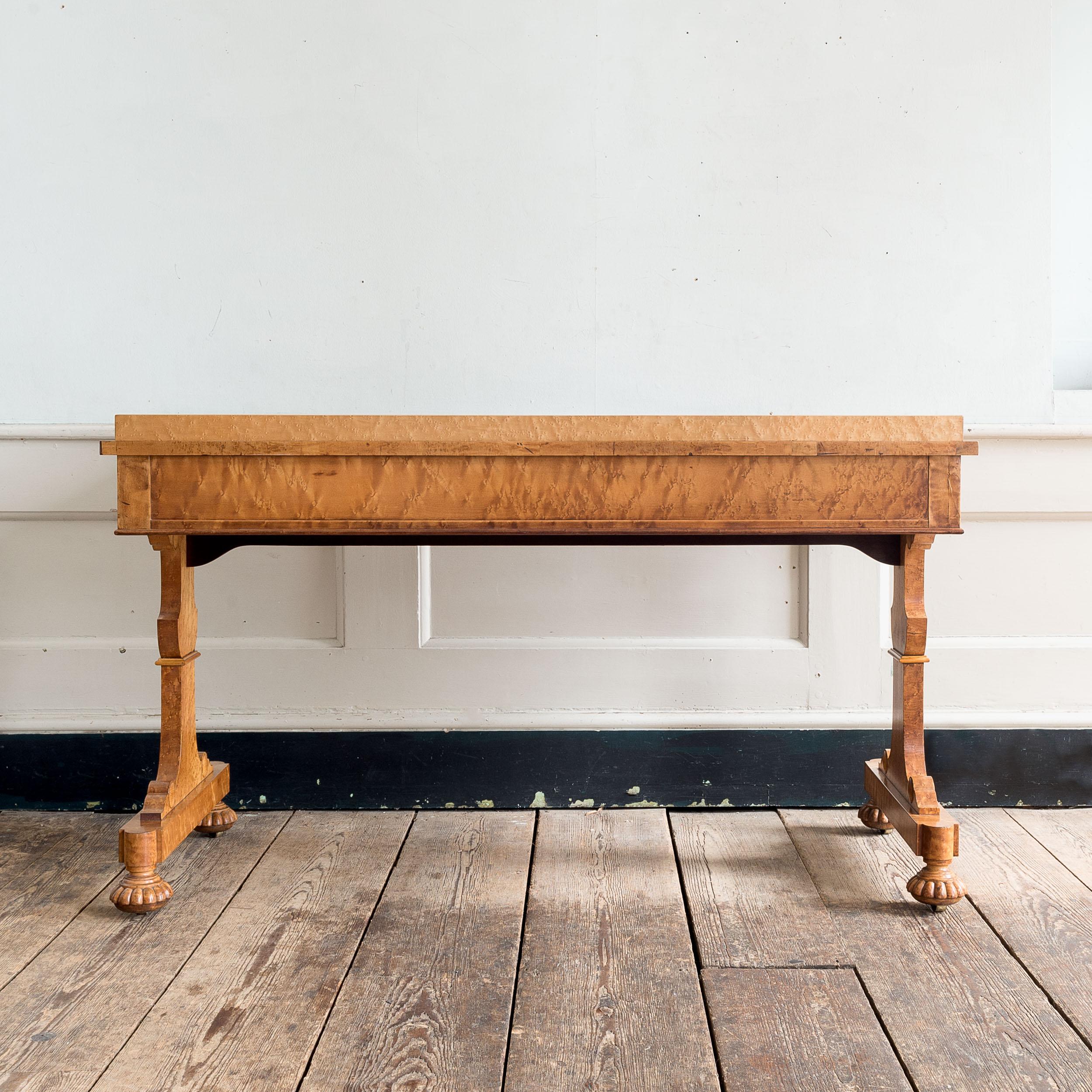 19th Century Bird’s Eye Maple Library Table by Gillows of Lancaster For ...