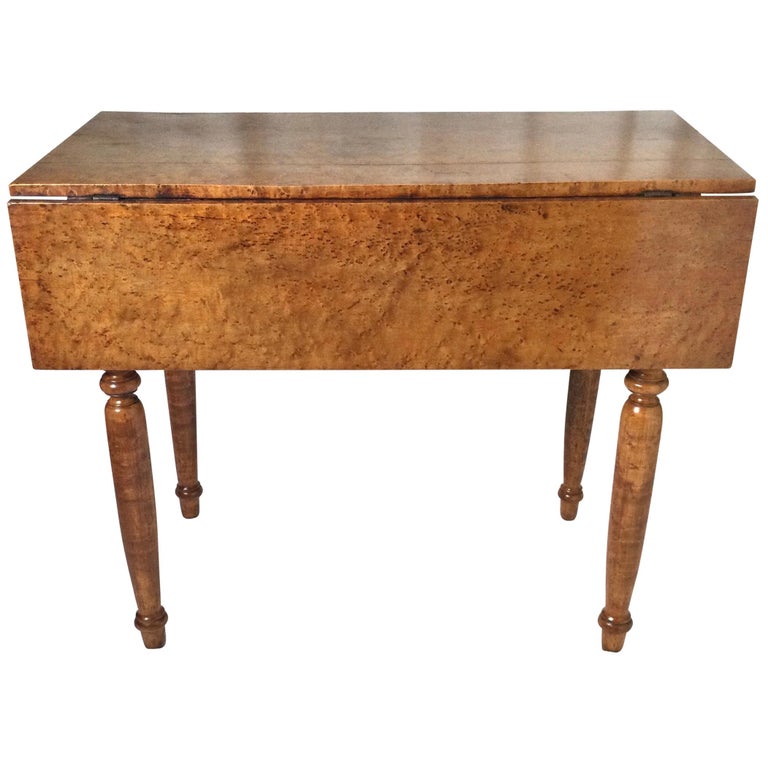 19th Century Birdseye Maple Drop Leaf Table at 1stDibs
