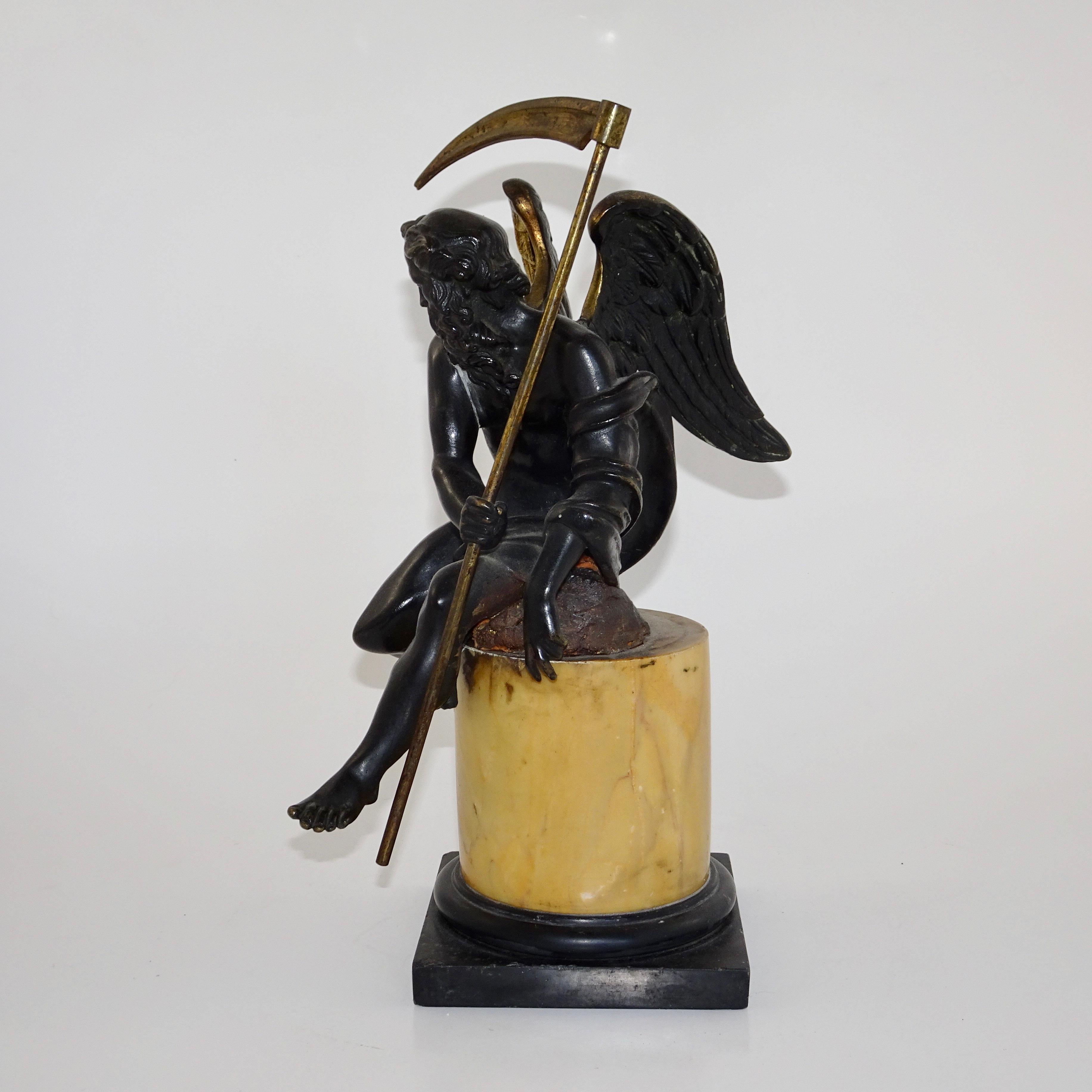 19th Century Black and Gold Bronze Statue of Biblical Angel Carrying ...