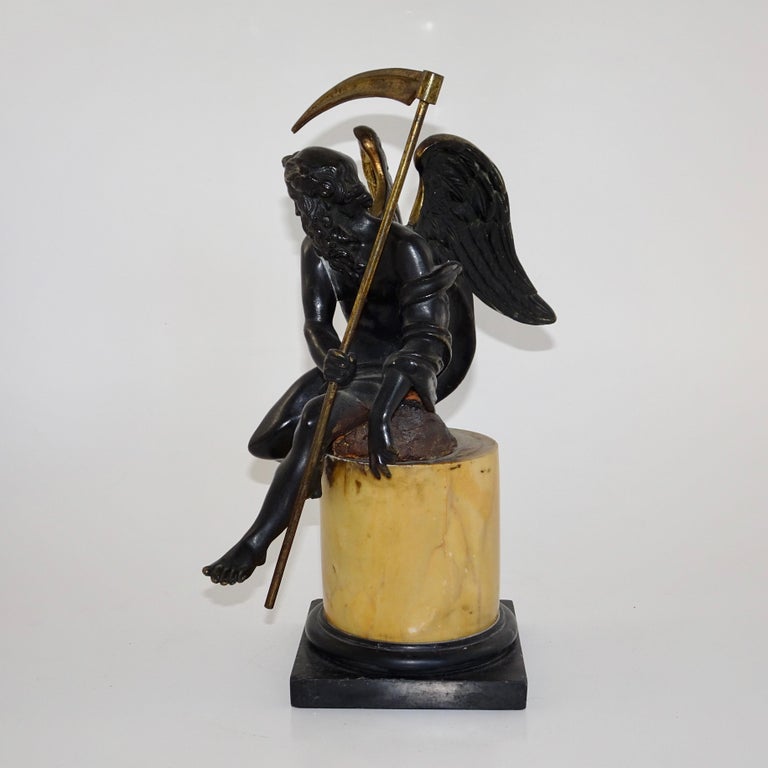 19th Century Black and Gold Bronze Statue of Biblical Angel Carrying ...