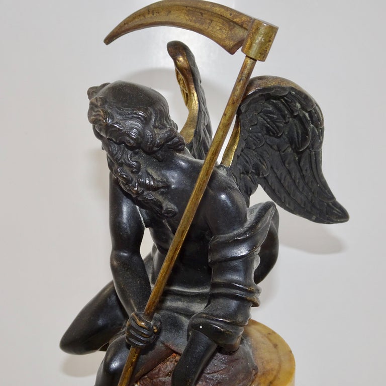 19th Century Black and Gold Bronze Statue of Biblical Angel Carrying ...