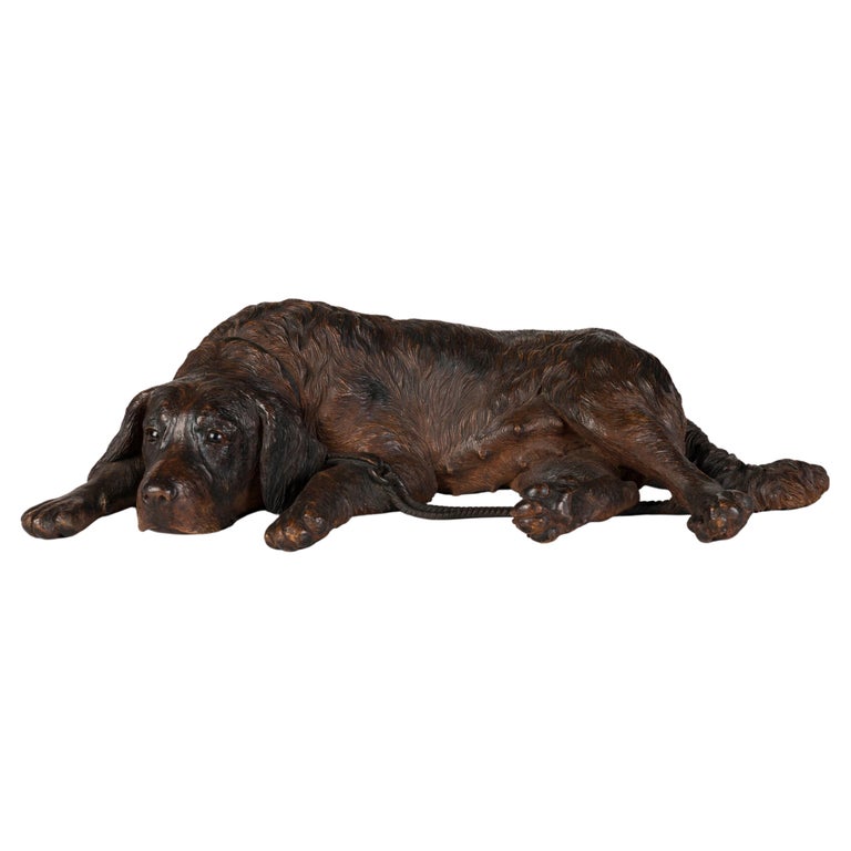 19th Century Black Forest Carved Dog with Glass Inset Eyes For Sale at ...