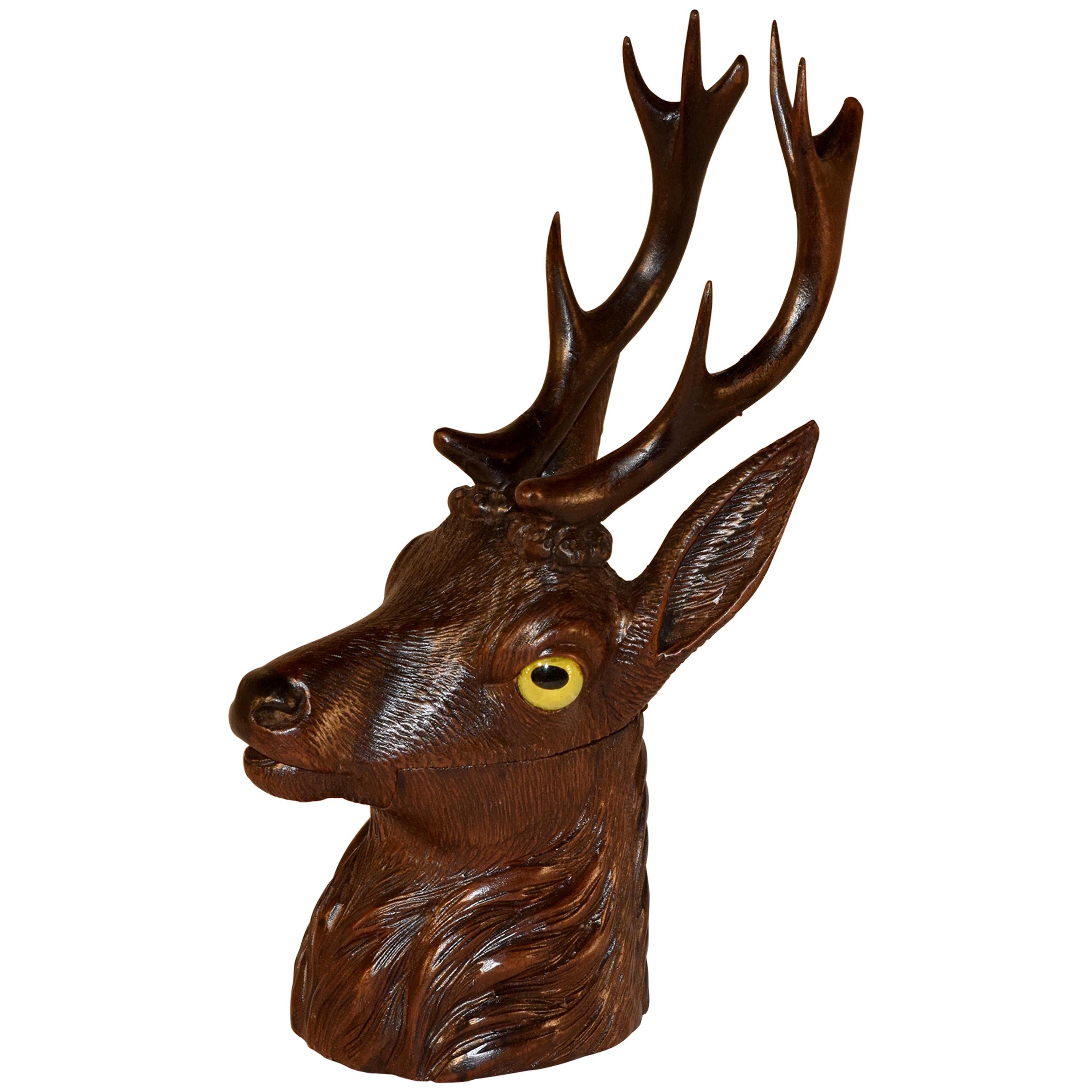 Black Forest Carved Dog Inkwell For Sale at 1stDibs