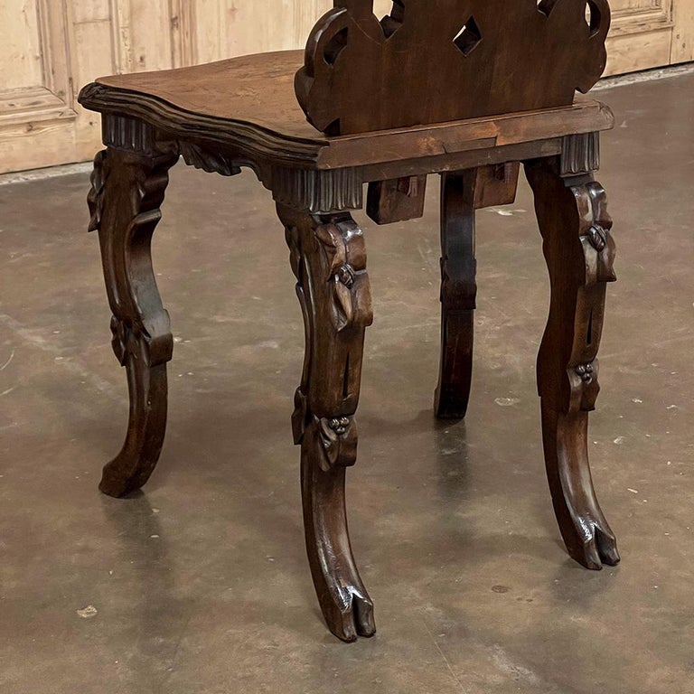 19th Century Black Forest Carved and Inlaid Salon Chair For Sale at 1stDibs