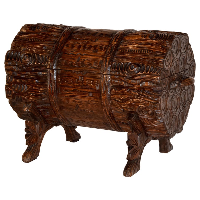 19th Century Black Forest Carved Trunk at 1stDibs
