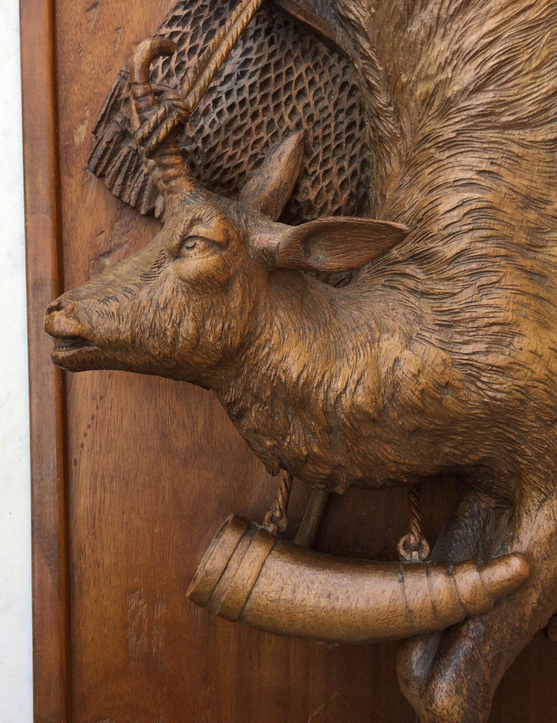 19th Century Black Forest Carved Wood Hunt Trophy Plaque at 1stDibs ...