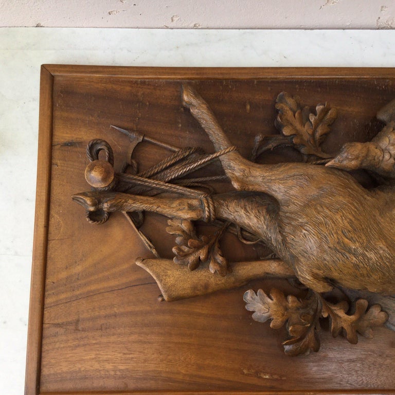 19th Century Black Forest Carved Wood Hunt Trophy Plaque at 1stDibs