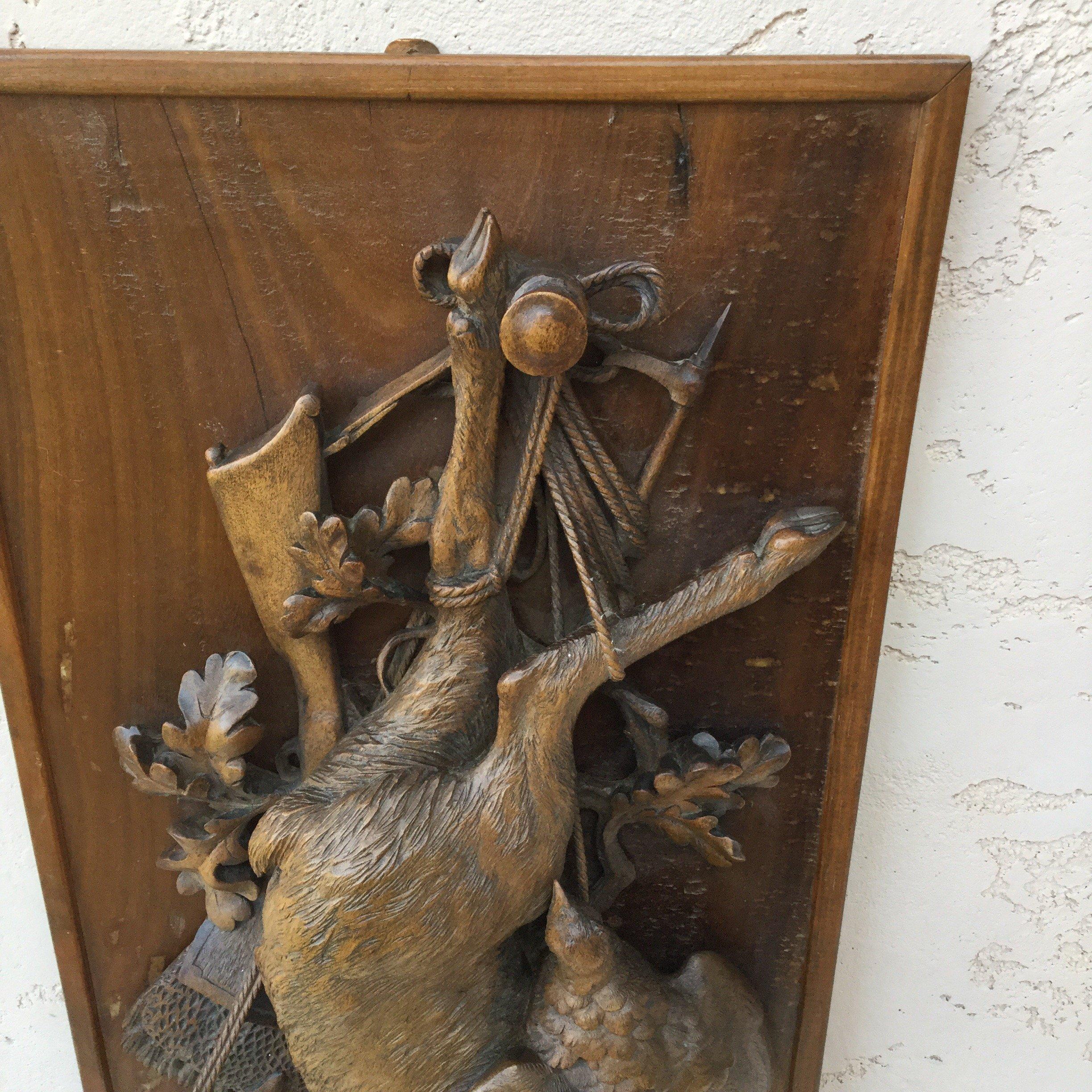 19th Century Black Forest Carved Wood Hunt Trophy Plaque at 1stDibs ...
