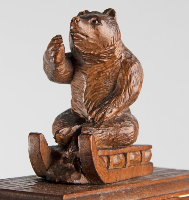 19th Century Black Forest Walnut Desk Blotter with a Bear on a Sled For ...