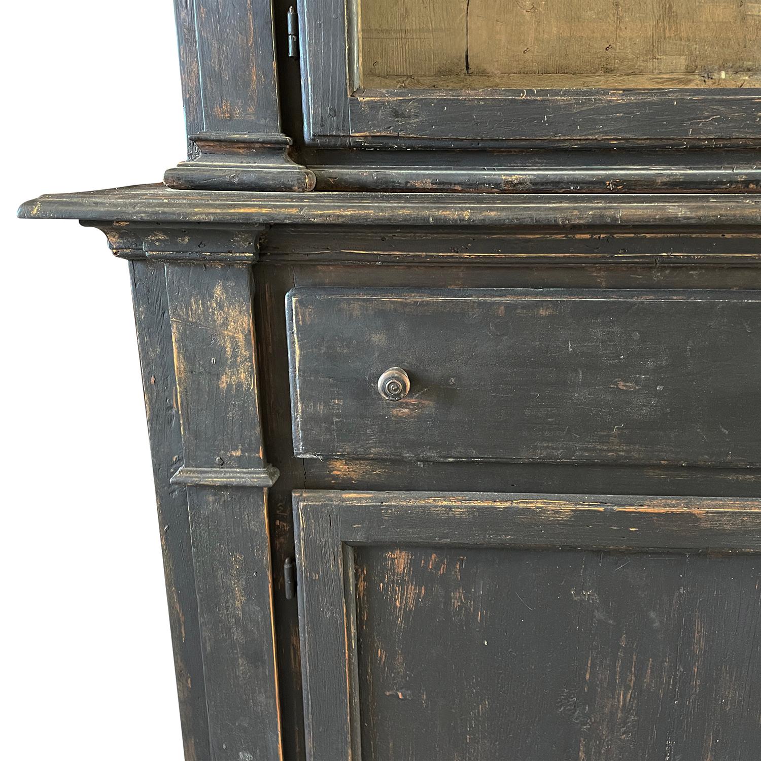 19th Century Black French Empire Pinewood Library, Antique Bookcase For ...