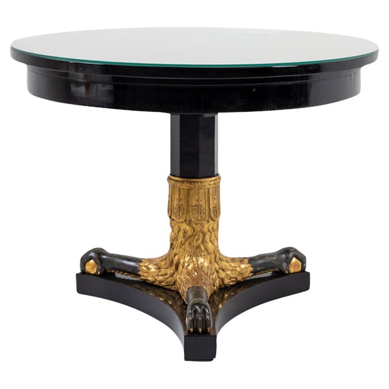 19th Century Black-Gold French Empire Ebonized Wood Center, Sofa Table ...