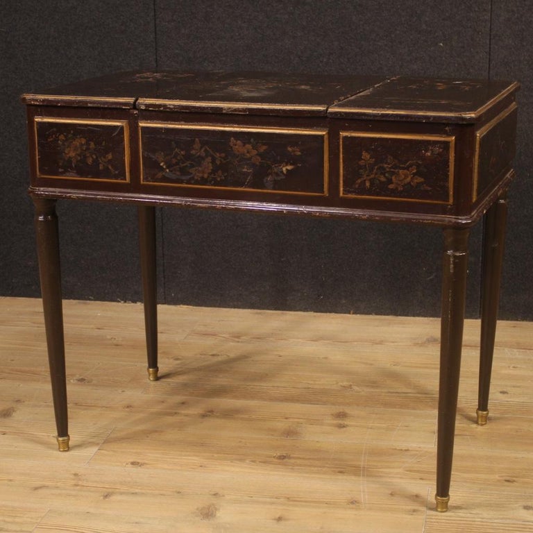 19th Century Black Lacquered Chinoiserie Wood French Dressing Table ...