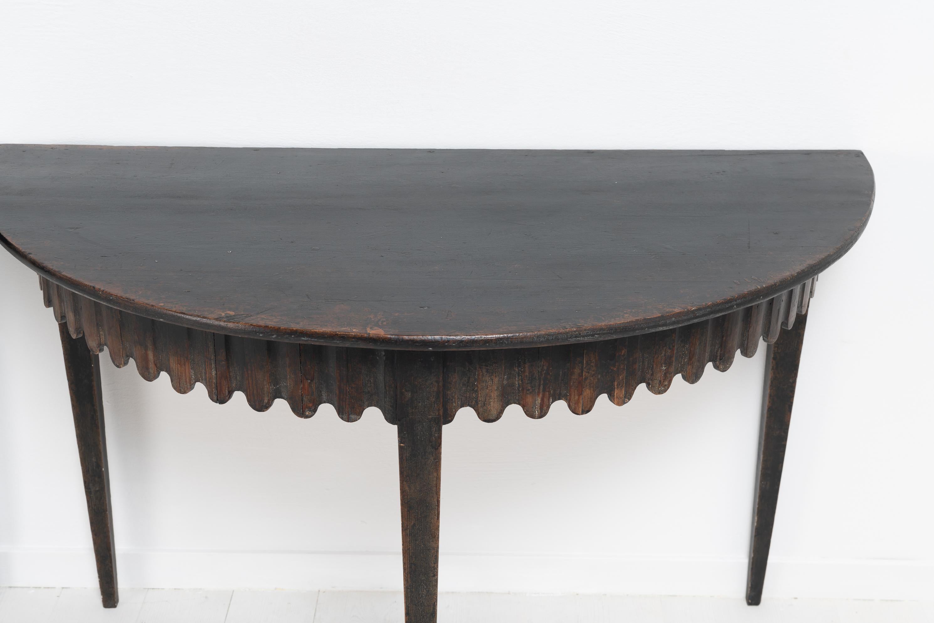 19th Century Black Swedish Gustavian Style Demi Lune Tables at 1stDibs